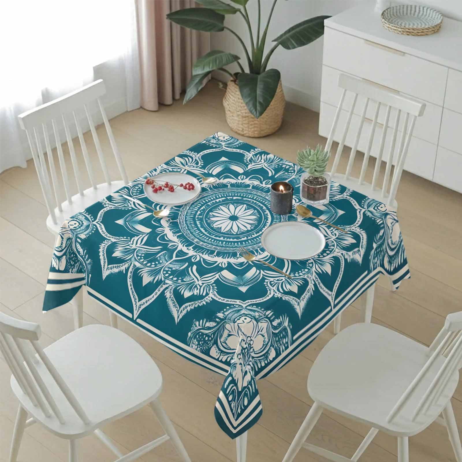 Abstract Ethnic Tribal Flower Table Cloth 60x60in, Waterproof Square ...