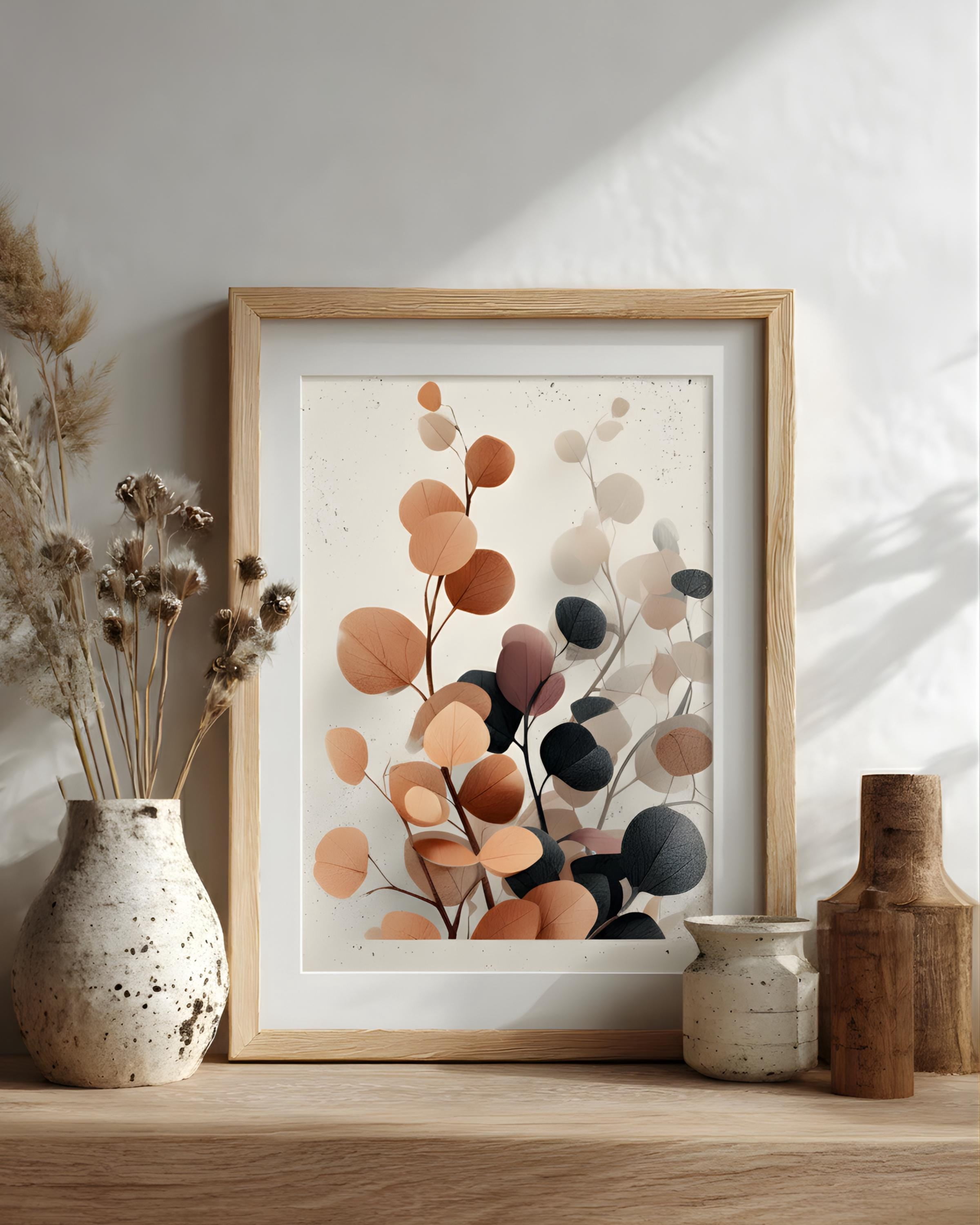 Abstract Eucalyptus Poster Boho Earth Tone Botanical Wall Art , Poster ...