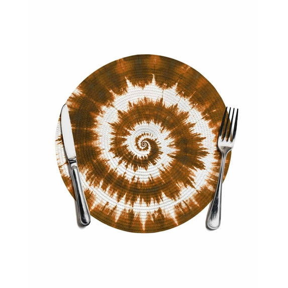 Abstract Explosion Tie Dye Round Table Placemats 1 pc, Brown White ...