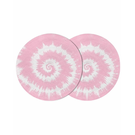 Abstract Explosion Tie Dye Round Table Placemats set of 2, Pink White ...