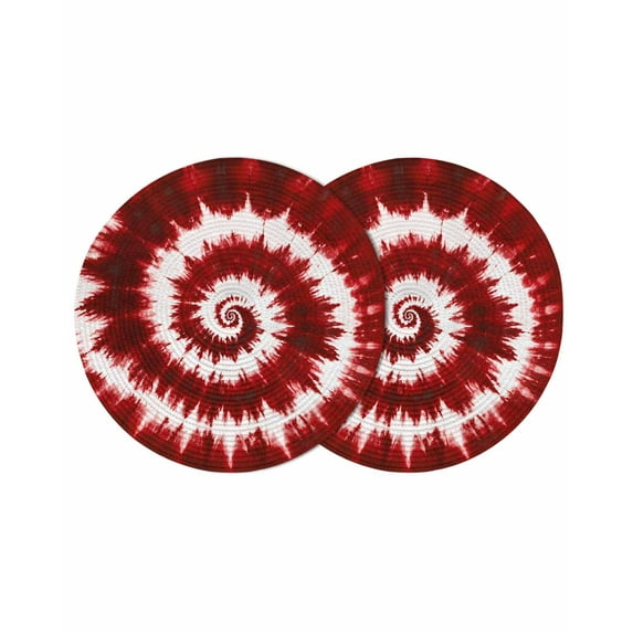 Abstract Explosion Tie Dye Round Table Placemats set of 2, Red White ...