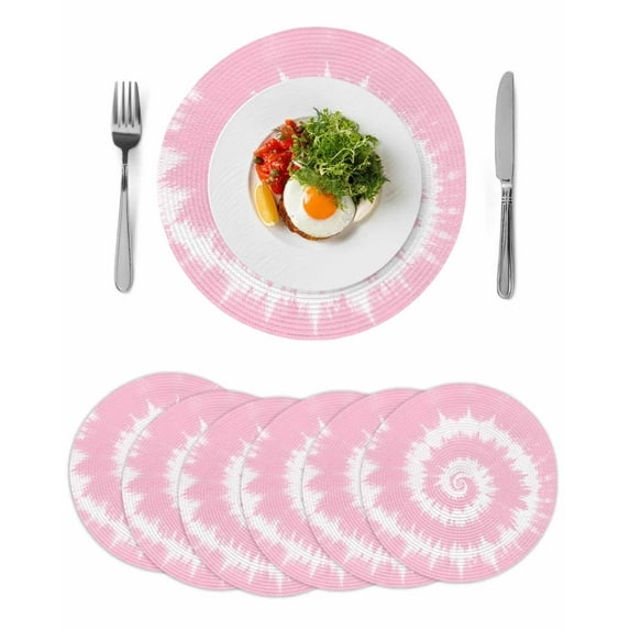 Abstract Explosion Tie Dye Round Table Placemats set of 6, Pink White ...