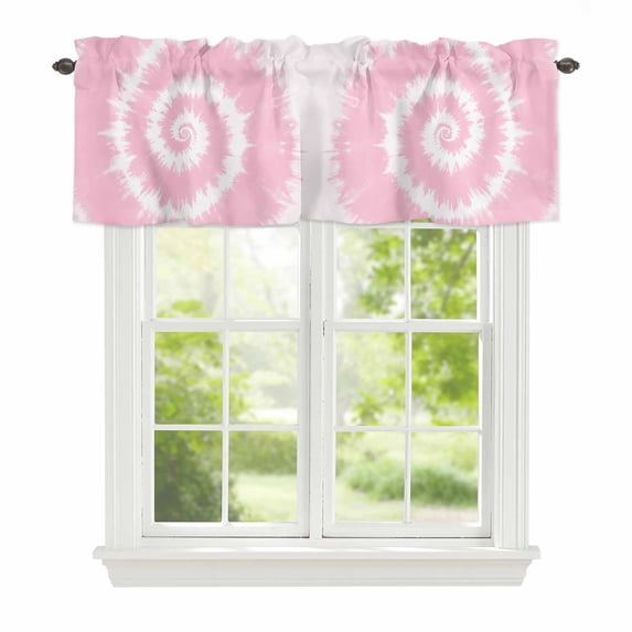Abstract Explosion Tie Dye Window Valance Curtain Pink White Rod Pocket ...