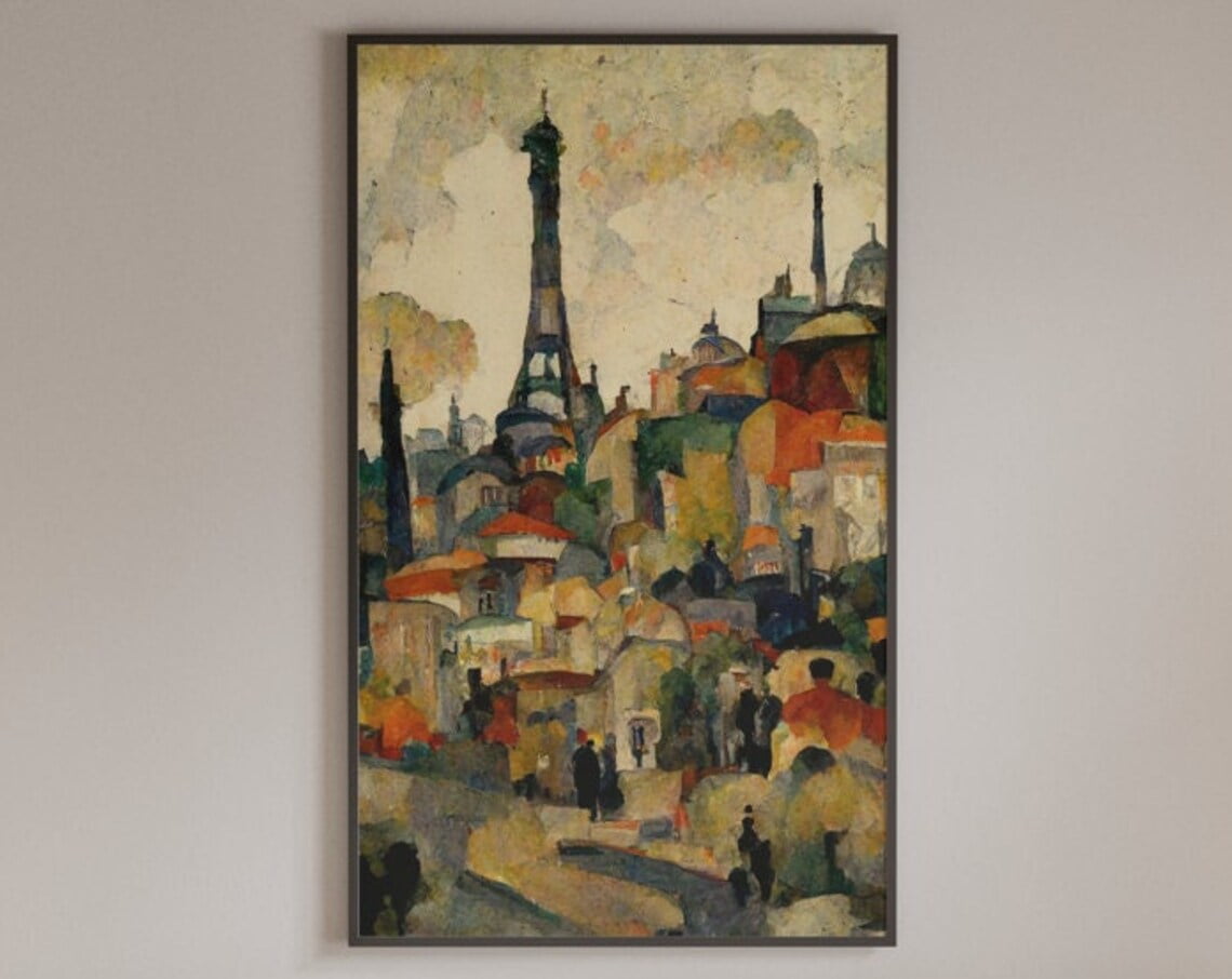Abstract Expressionist-Style Paris Artwork Painting Print High-Quality ...