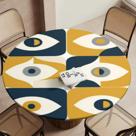 Abstract Eye Pattern Design Tile Round Table Cover Kitchen Printed ...