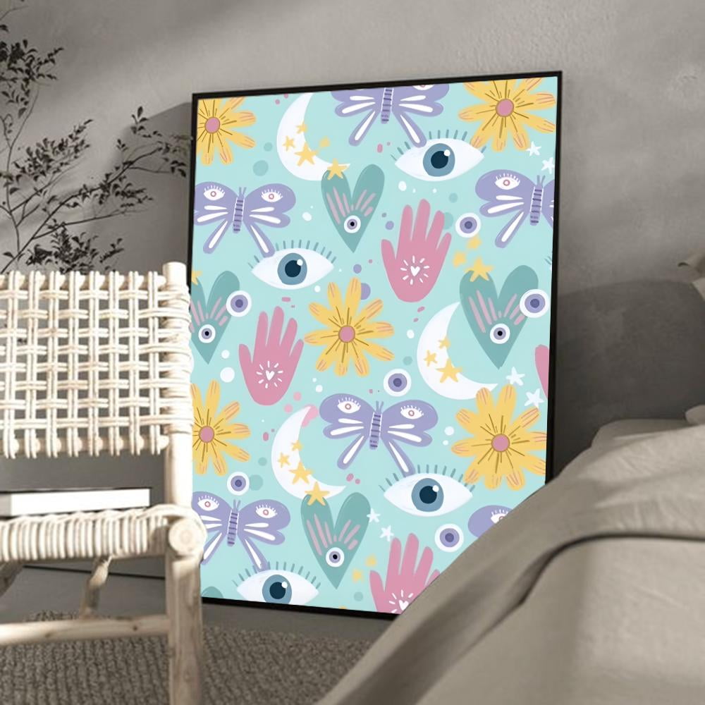 Abstract Eye Shapes Hand Moon Poster Sticky Posters Retro Kraft Paper ...