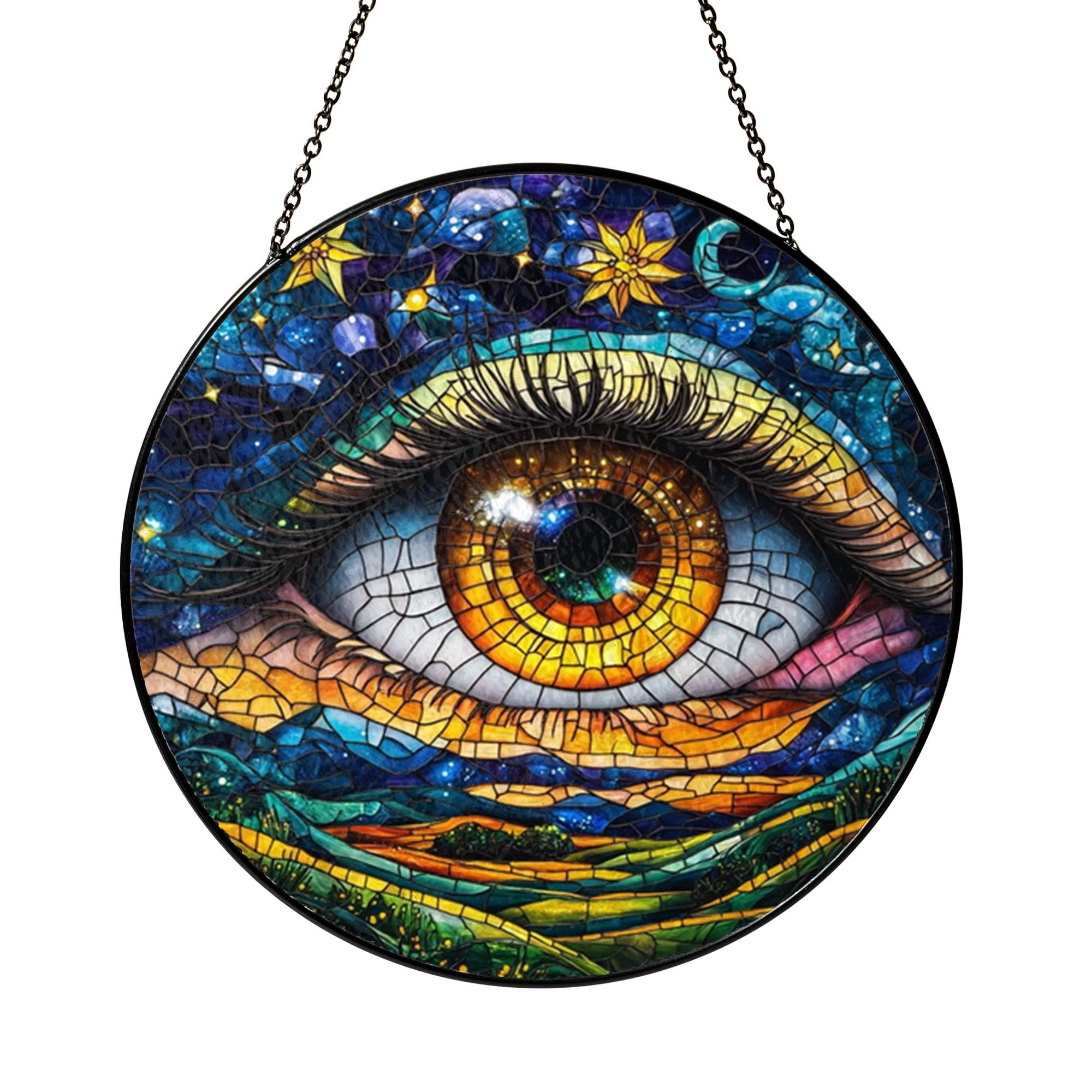Abstract Eye Stained Glass Suncatcher – Artistic Window Hanging Decor ...