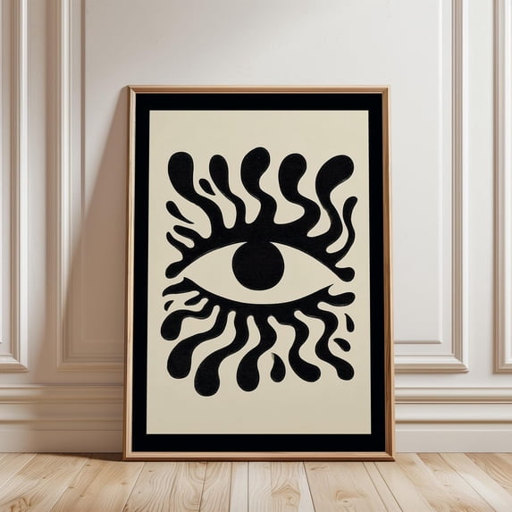 Abstract Eye Surreal Minimalist Psychedelic Black Beige Version Two ...