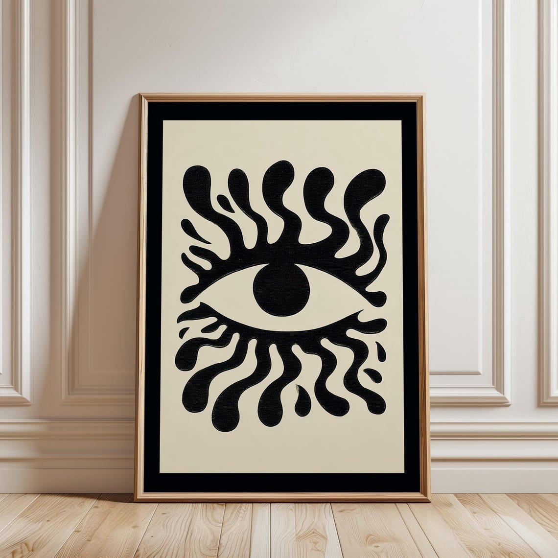 Abstract Eye Surreal Minimalist Psychedelic Black Beige Version Two ...