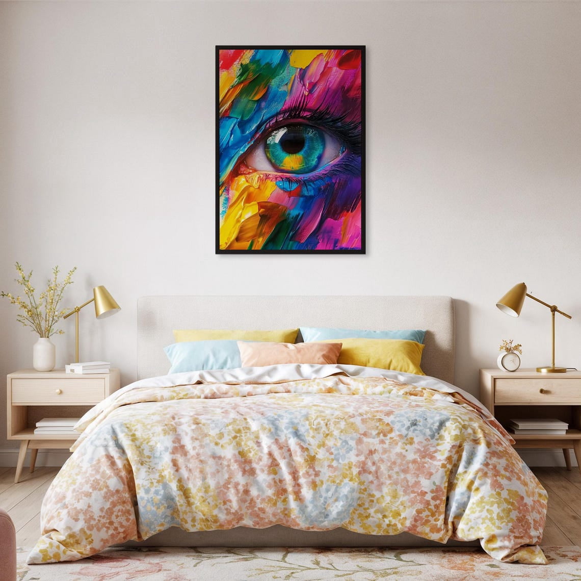 Abstract Eye Wall Art Poster Bold Colorful Face Modern Expressionist ...