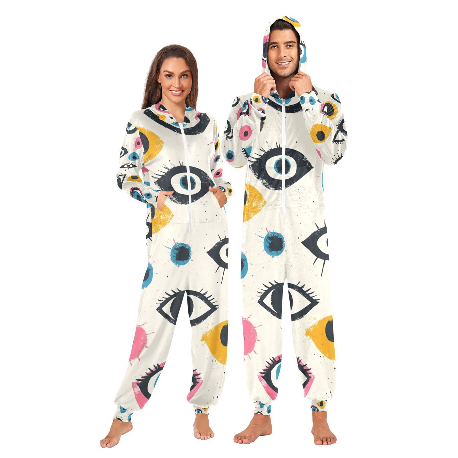 Abstract Eyes Adult Onesie Pajamas Slim Fit Christmas One Piece Suit ...