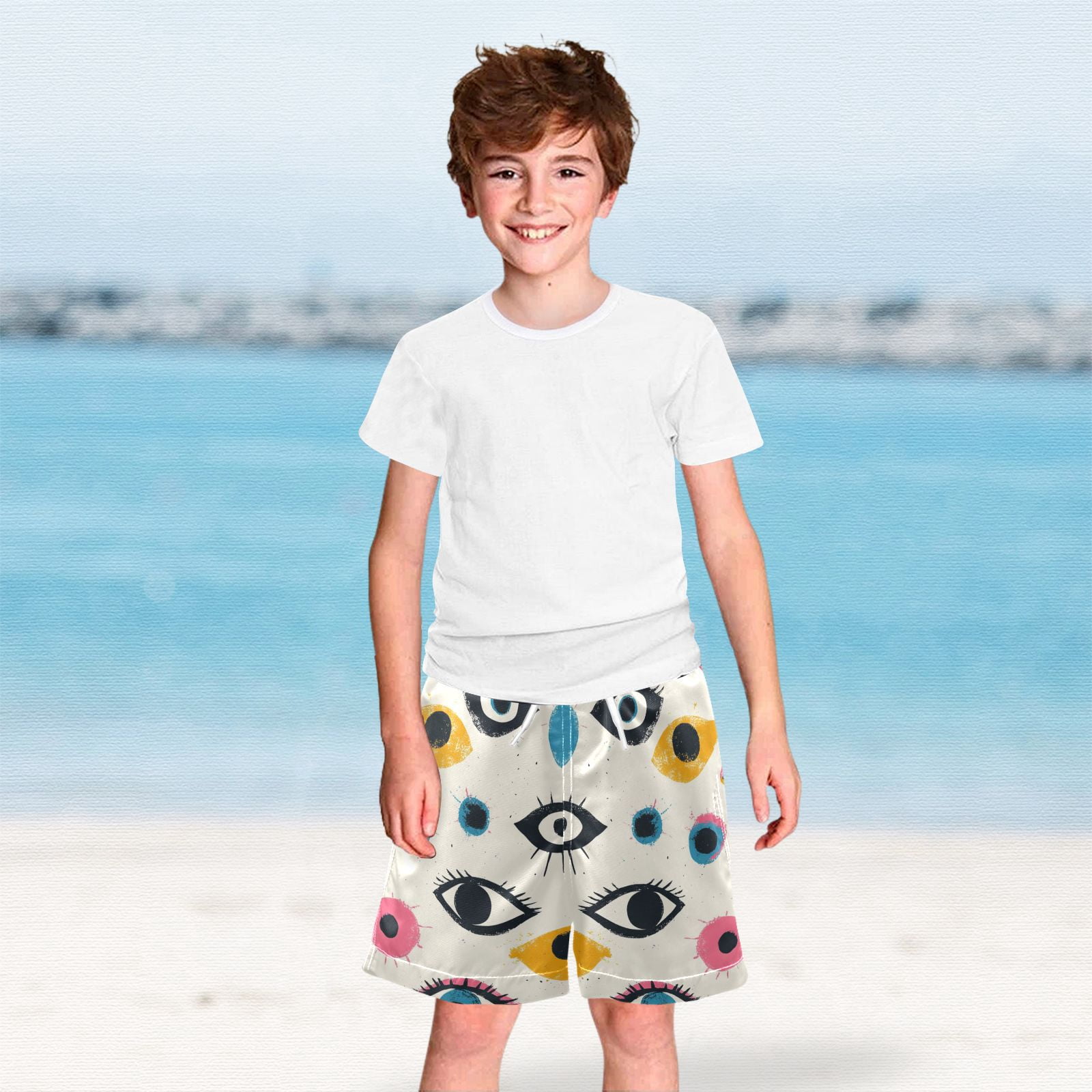 Abstract Eyes Boys Swim Trunks Boardshorts Swimsuit Quick Dry Board ...