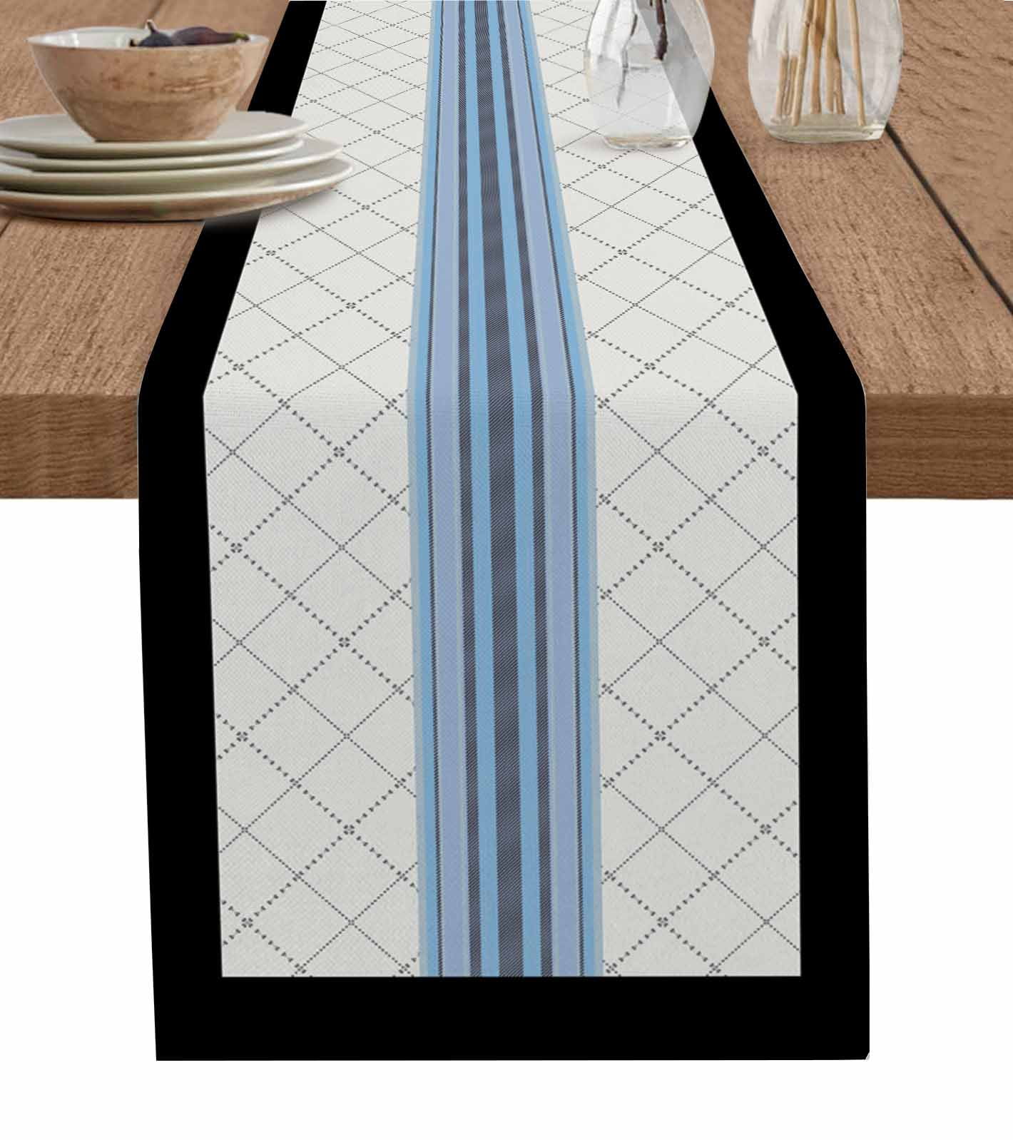 Abstract Fabric Checkerboard Texture Stripes Table Runner Country ...