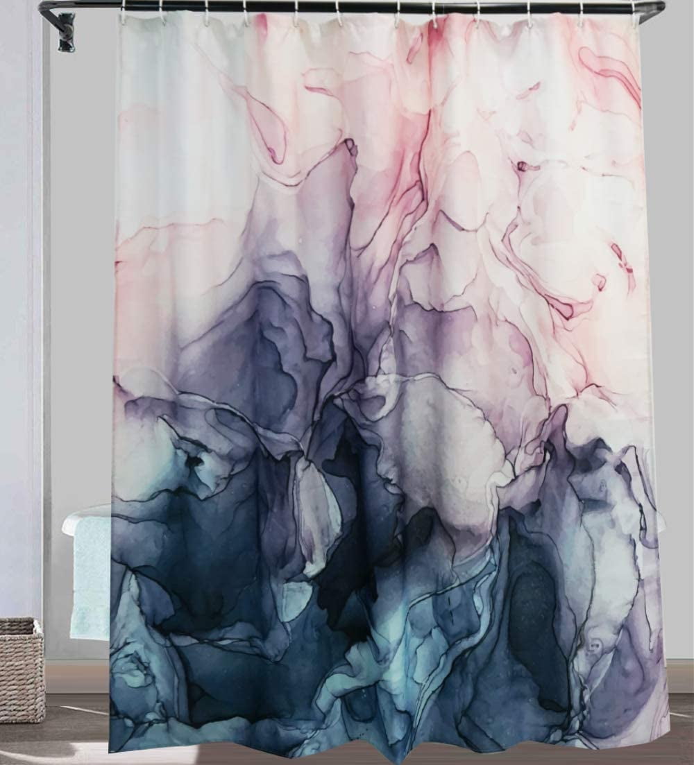 Abstract Fabric Shower Curtain, 72-Inch Pastel Blush and Blue Ombre Ink ...