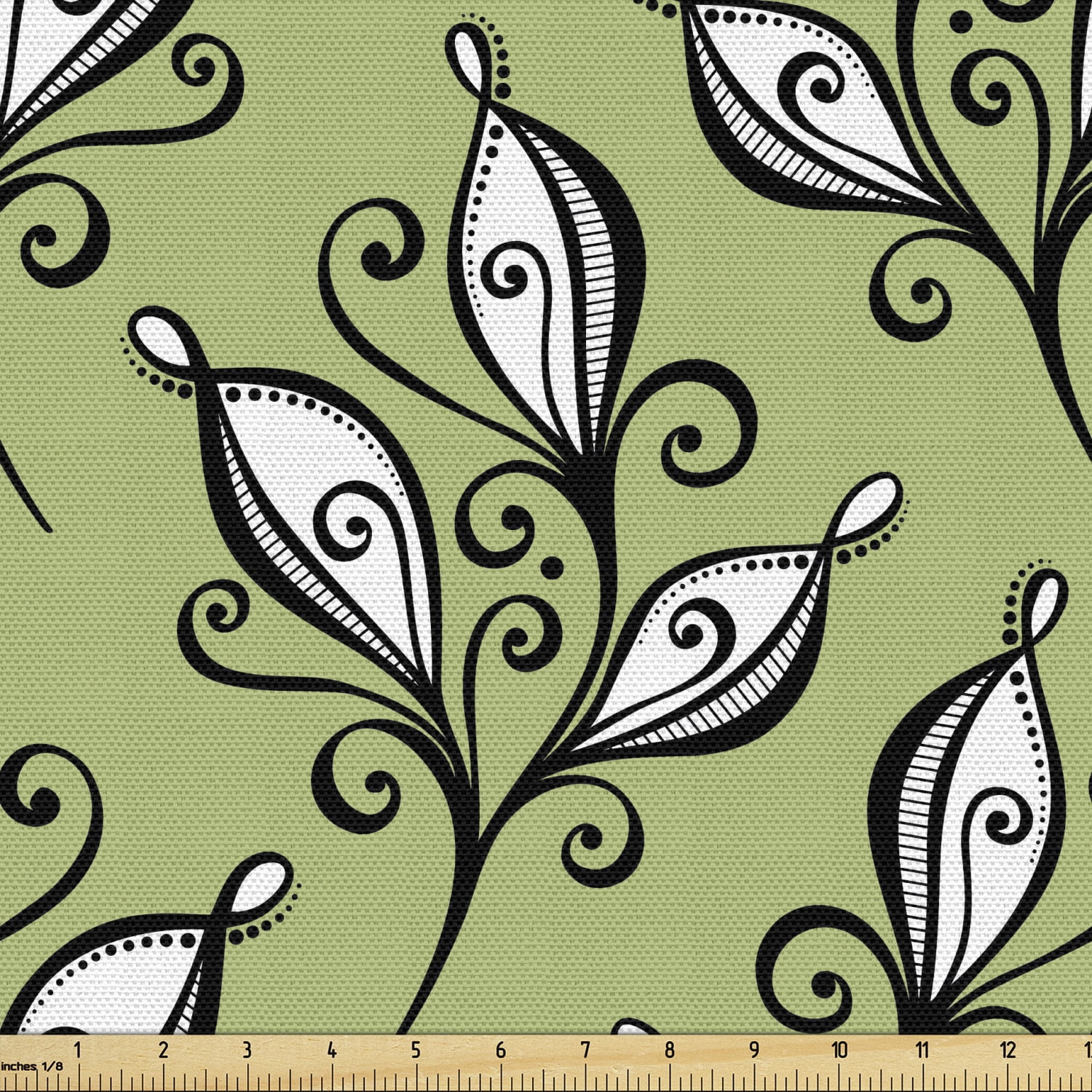 Abstract Fabric by the Yard, Botanical Inspired Leafy Motif with ...