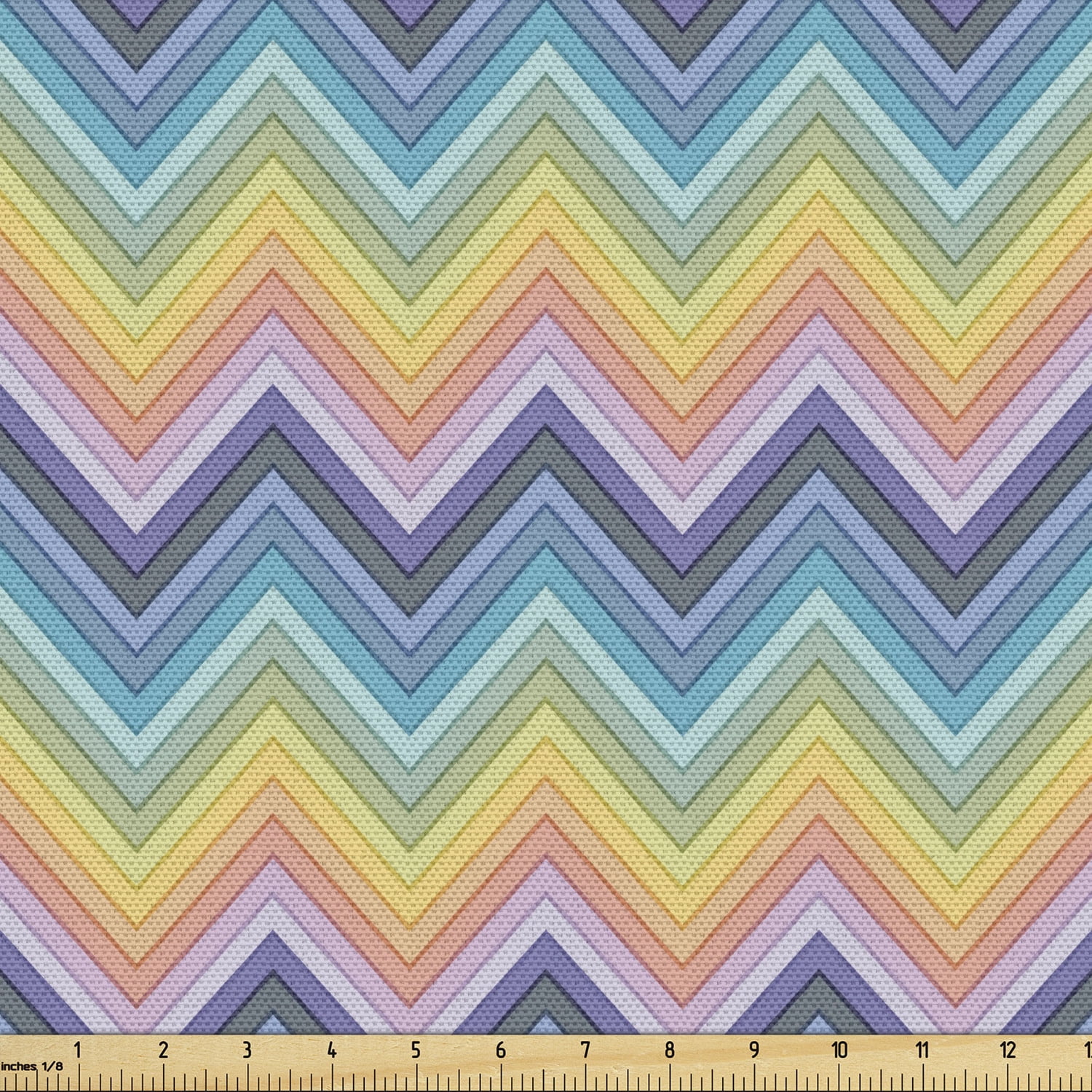 Abstract Fabric by the Yard, Chevron Layout in Colorful Pastel Tones ...