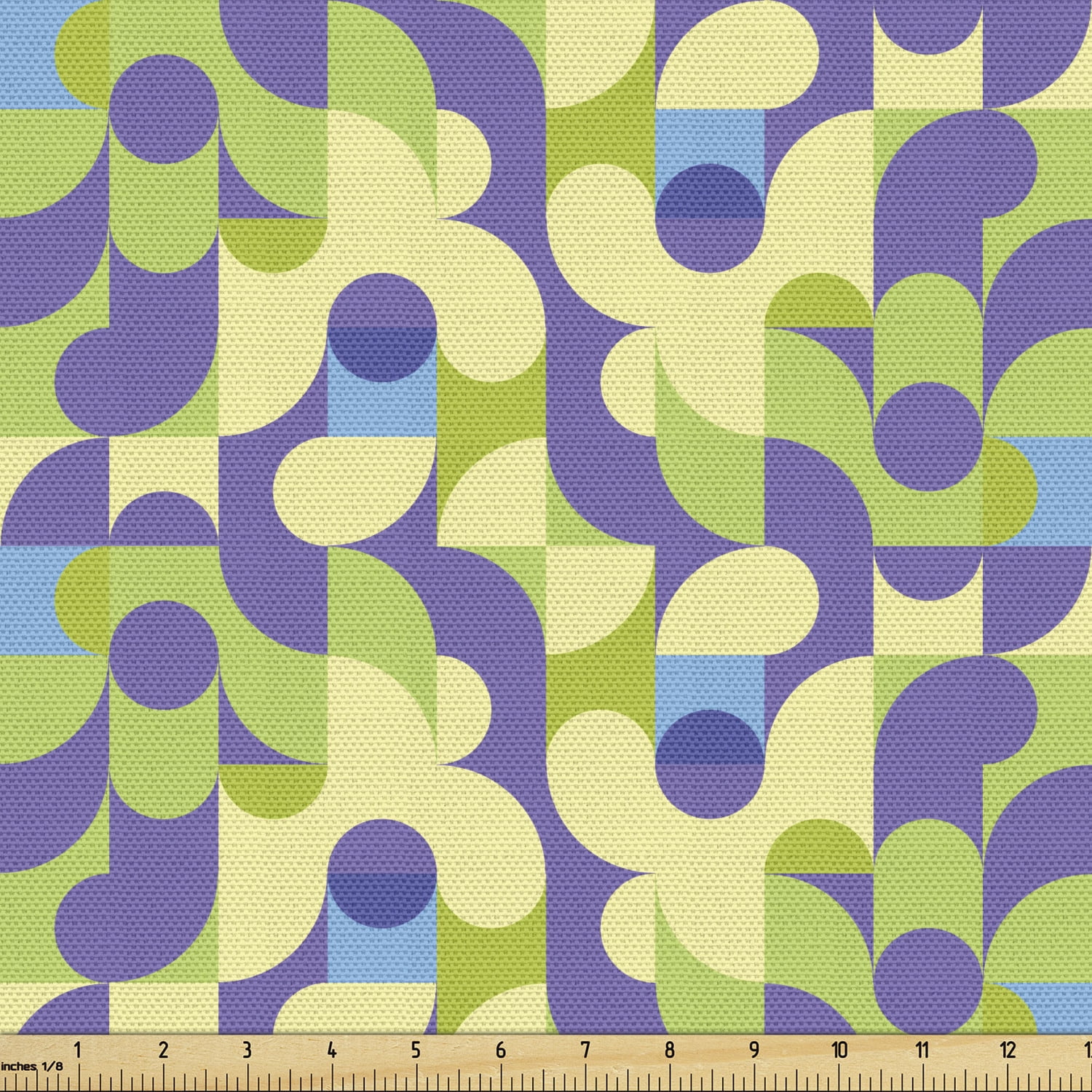 Abstract Fabric by the Yard, Colorful Soft Toned Composition of 60s ...