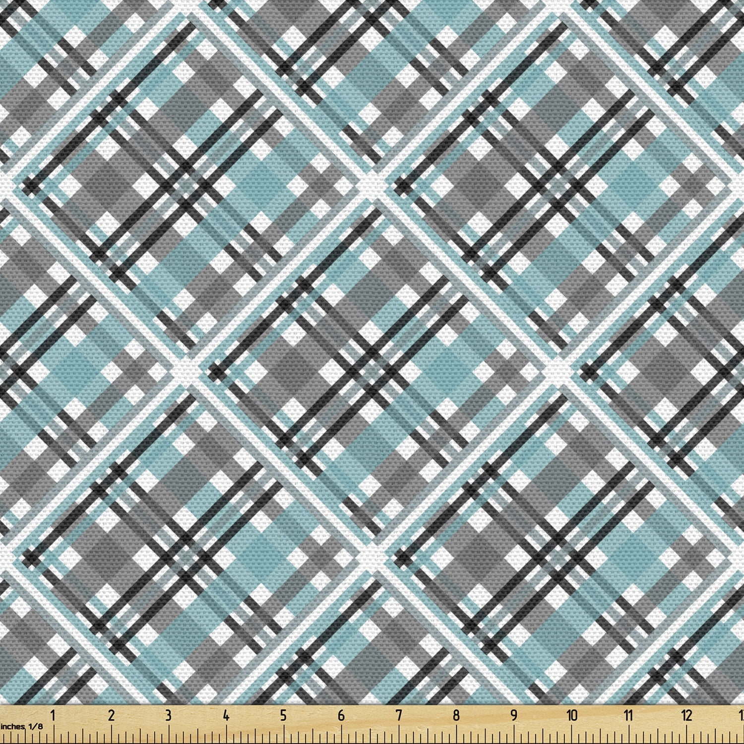 Ambesonne Abstract Fabric by the Yard Upholstery, Modernized Plaid ...