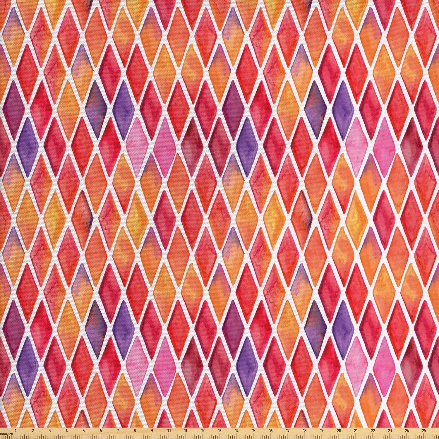 Ambesonne Abstract Fabric by the Yard Upholstery, Diamond Shapes Mosaic ...
