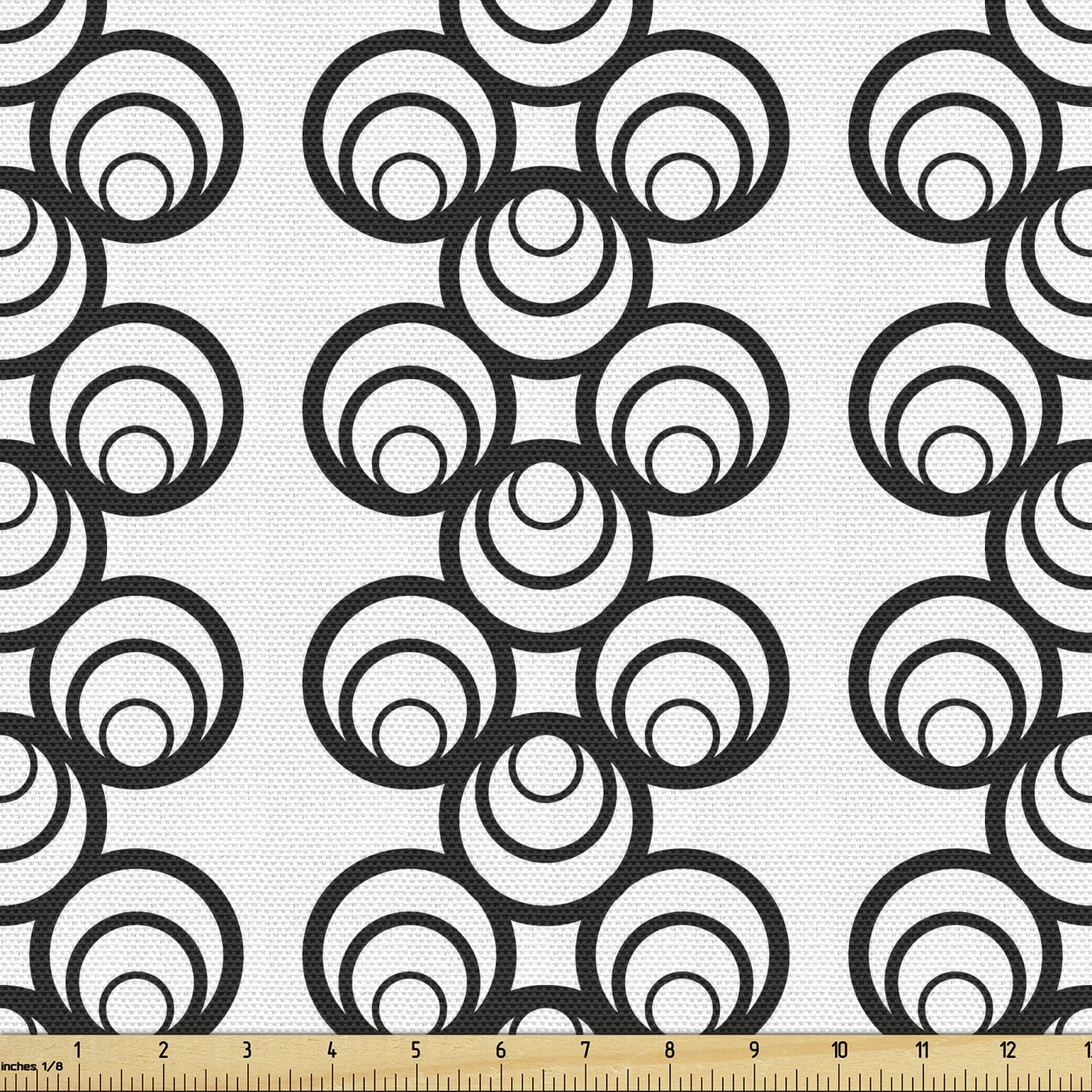 Abstract Fabric by the Yard, Forms of Concentric Circles in Monochrome ...