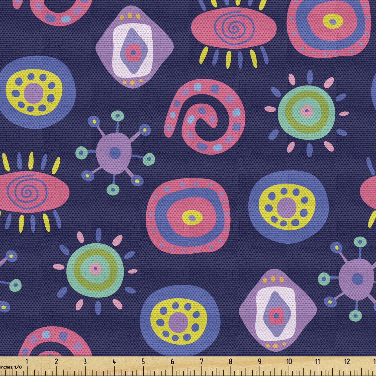 Ambesonne Abstract Fabric by the Yard Upholstery, Funny Quirky Forms ...
