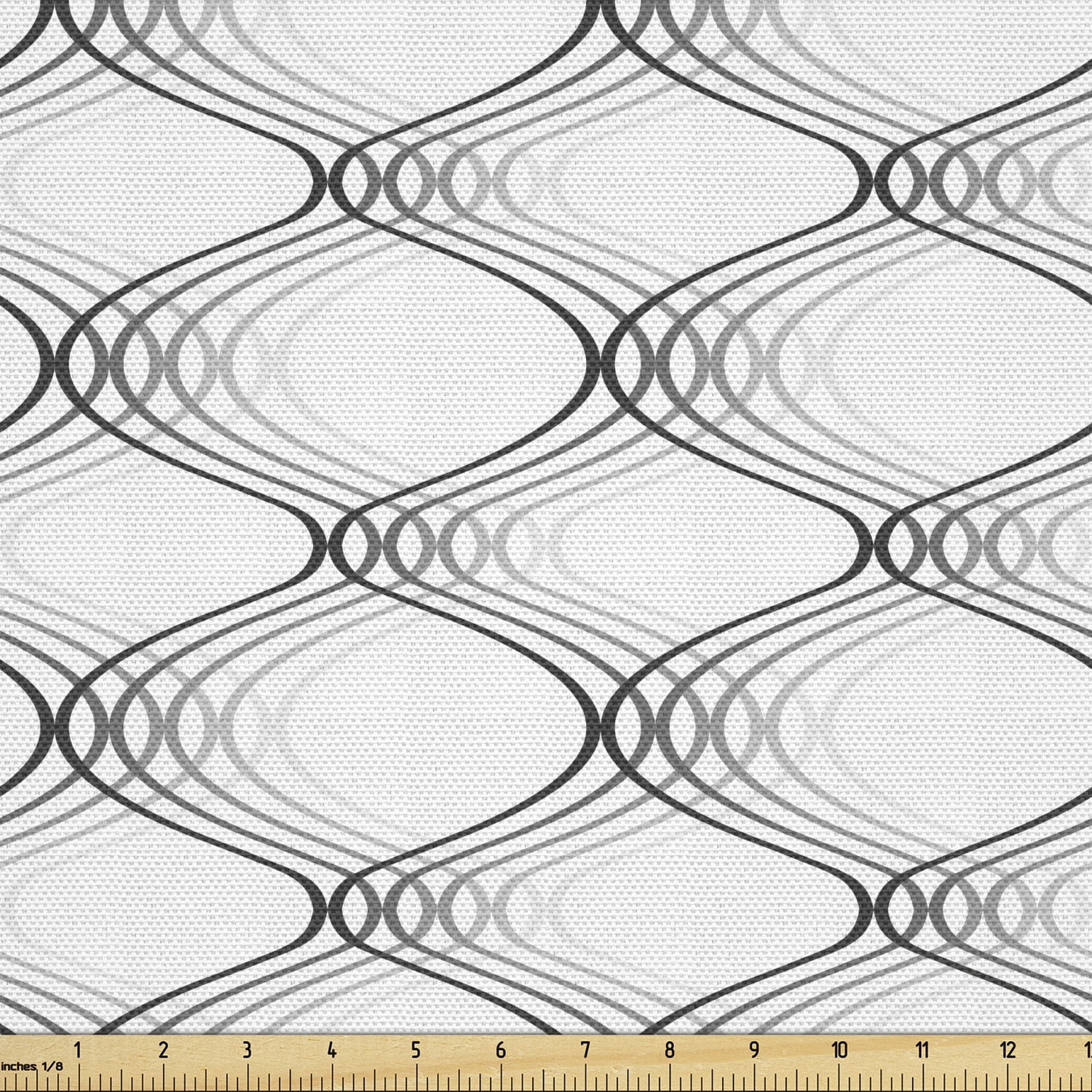 Ambesonne Abstract Fabric by the Yard Upholstery, Classic Swirly Oval ...
