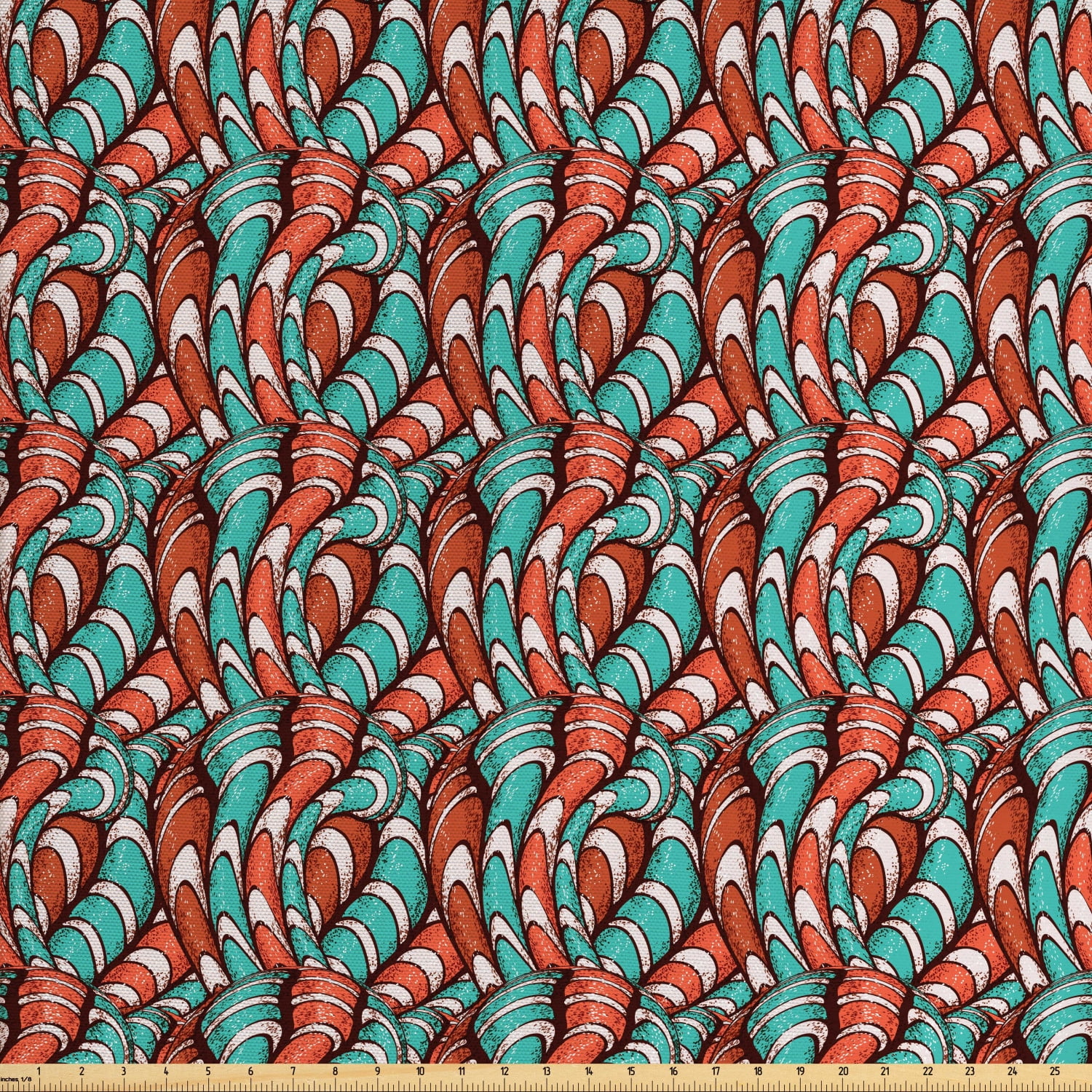Abstract Fabric by the Yard, Hand Drawn Style Wavy Striped Bold Lines ...