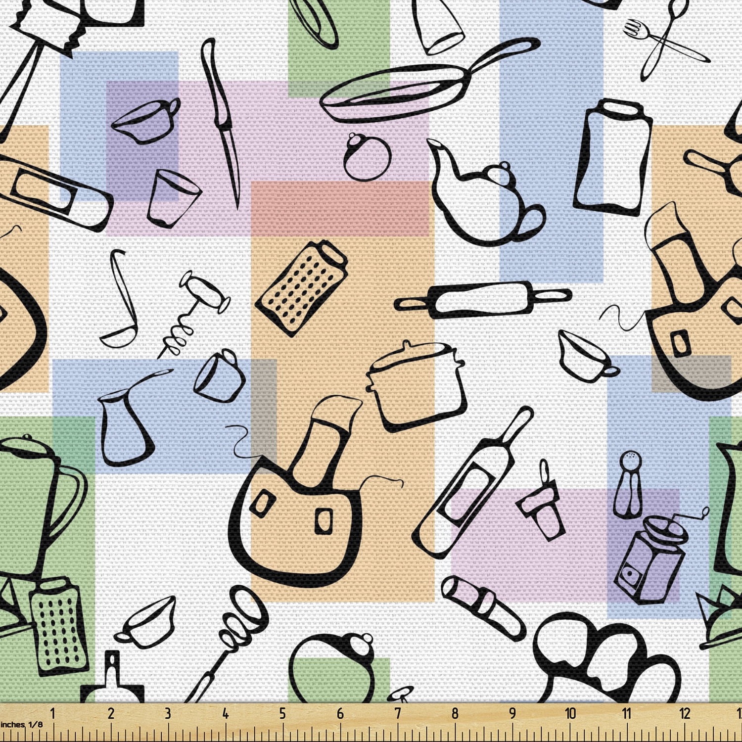 Ambesonne Abstract Fabric by the Yard Upholstery, Kitchen Stuff Cuisine ...