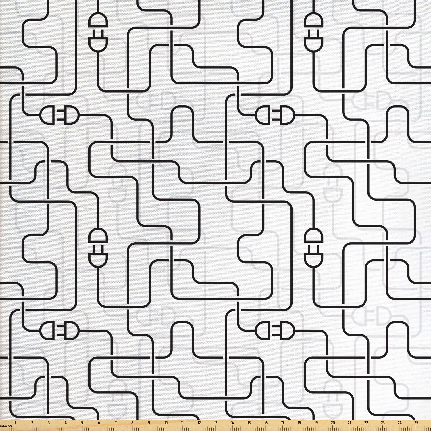 Abstract Fabric by the Yard, Modern Illustration of Electrical Wiring ...
