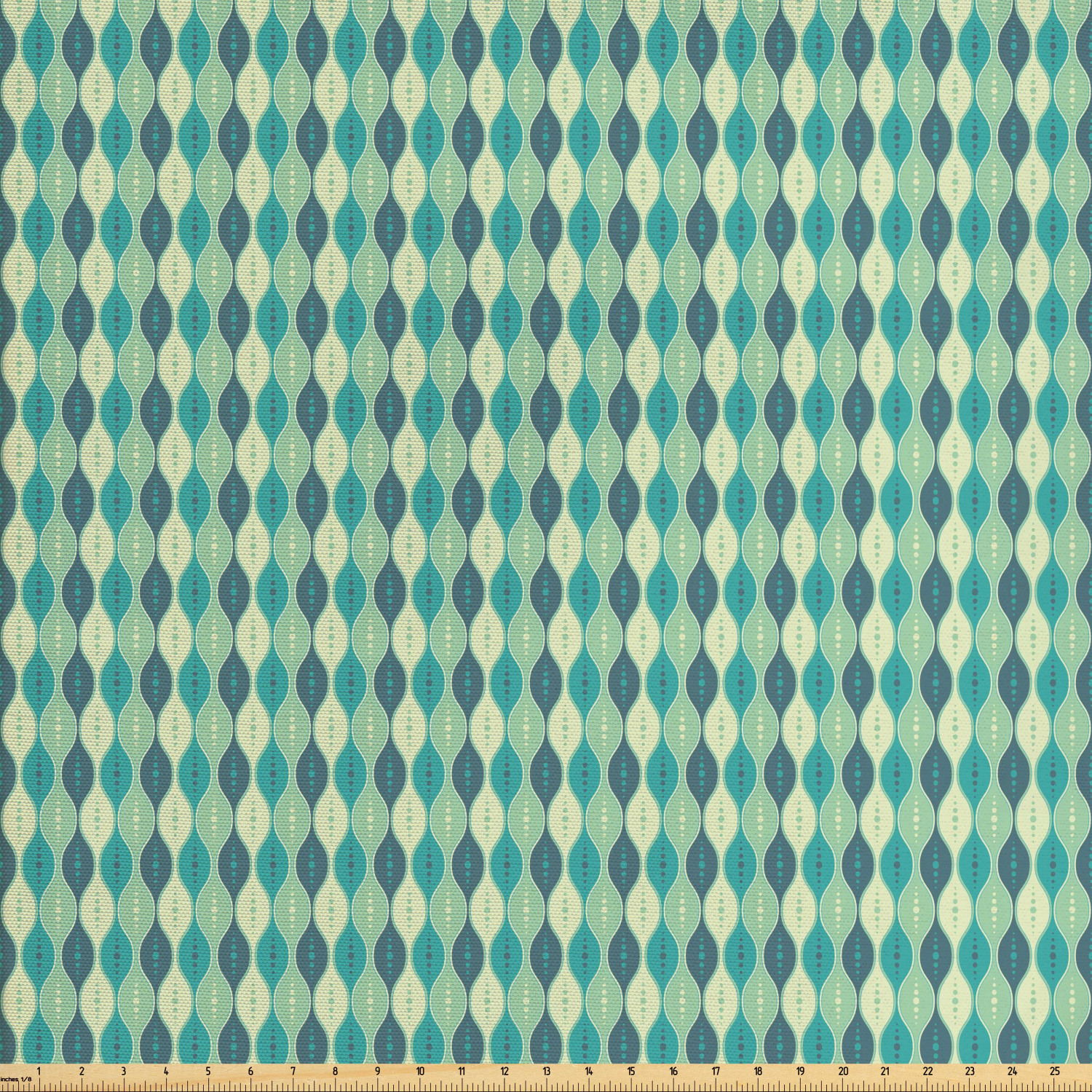 Abstract Fabric by the Yard, Oval Curved Vertical Lines with Classic ...