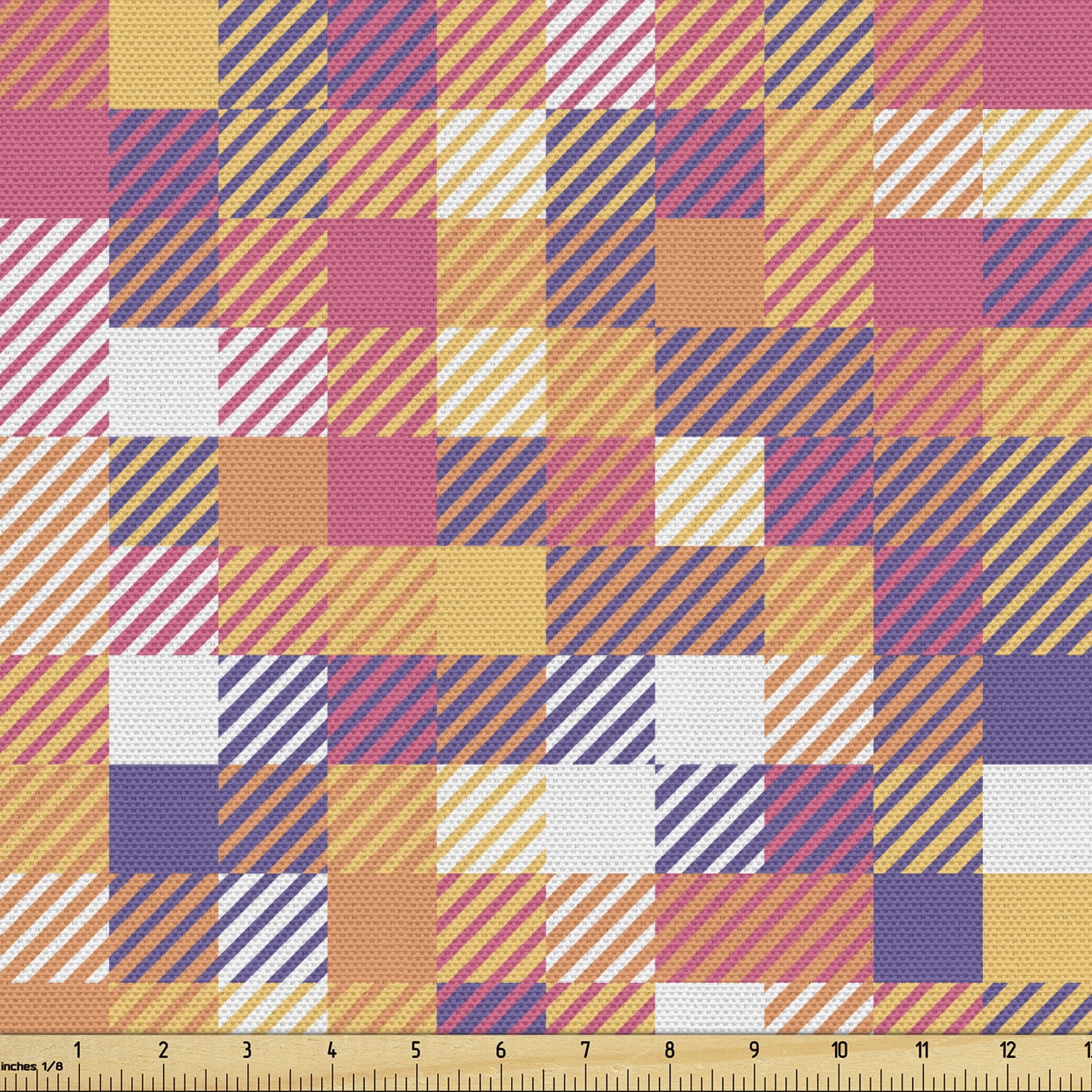 Abstract Fabric by the Yard, Pastel Squares in Random Colouring Mosaic ...