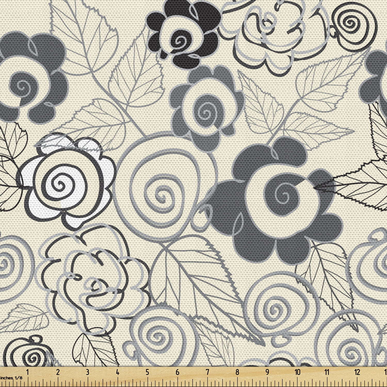 Ambesonne Abstract Fabric by the Yard Upholstery, Repeated Floral ...