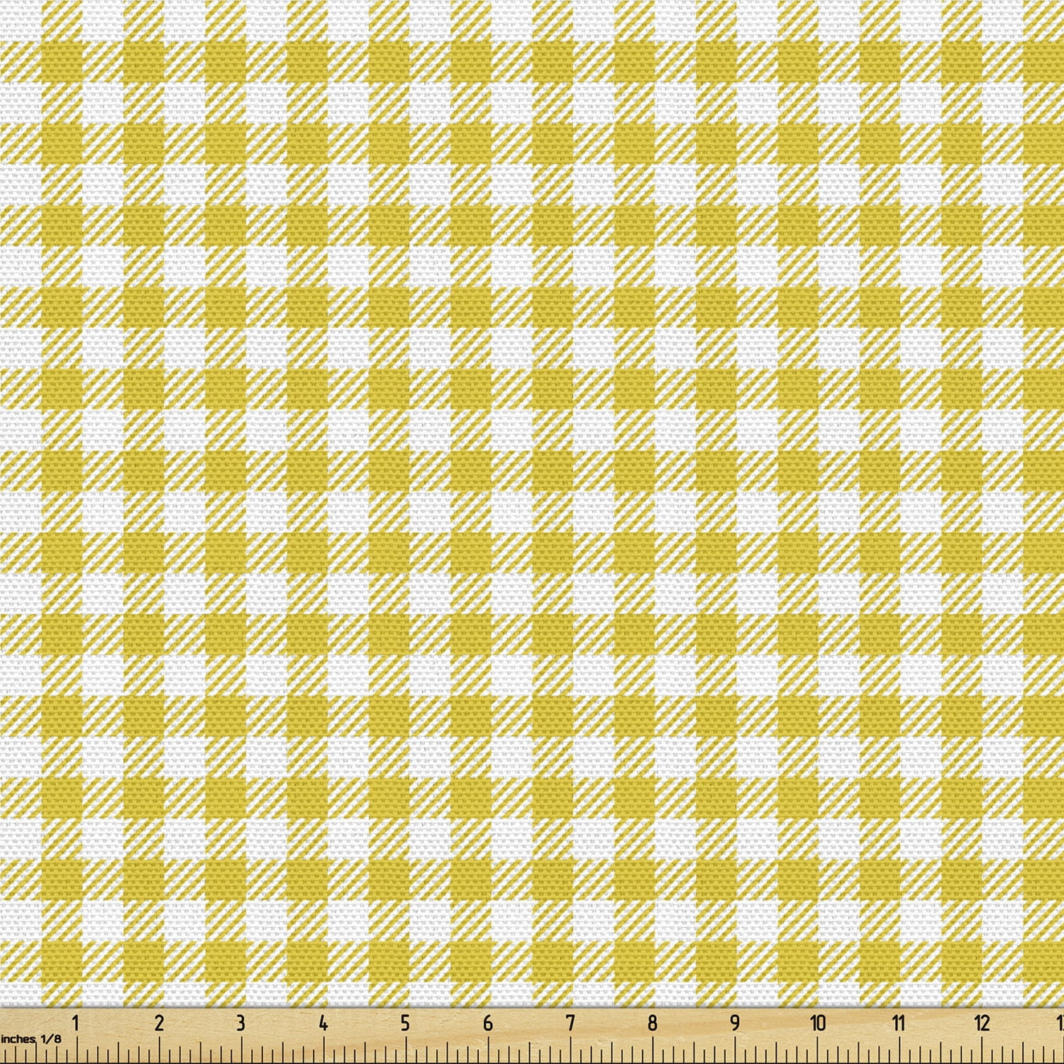 Ambesonne Yellow White Fabric by the Yard Upholstery, Summer Squares, 3 ...