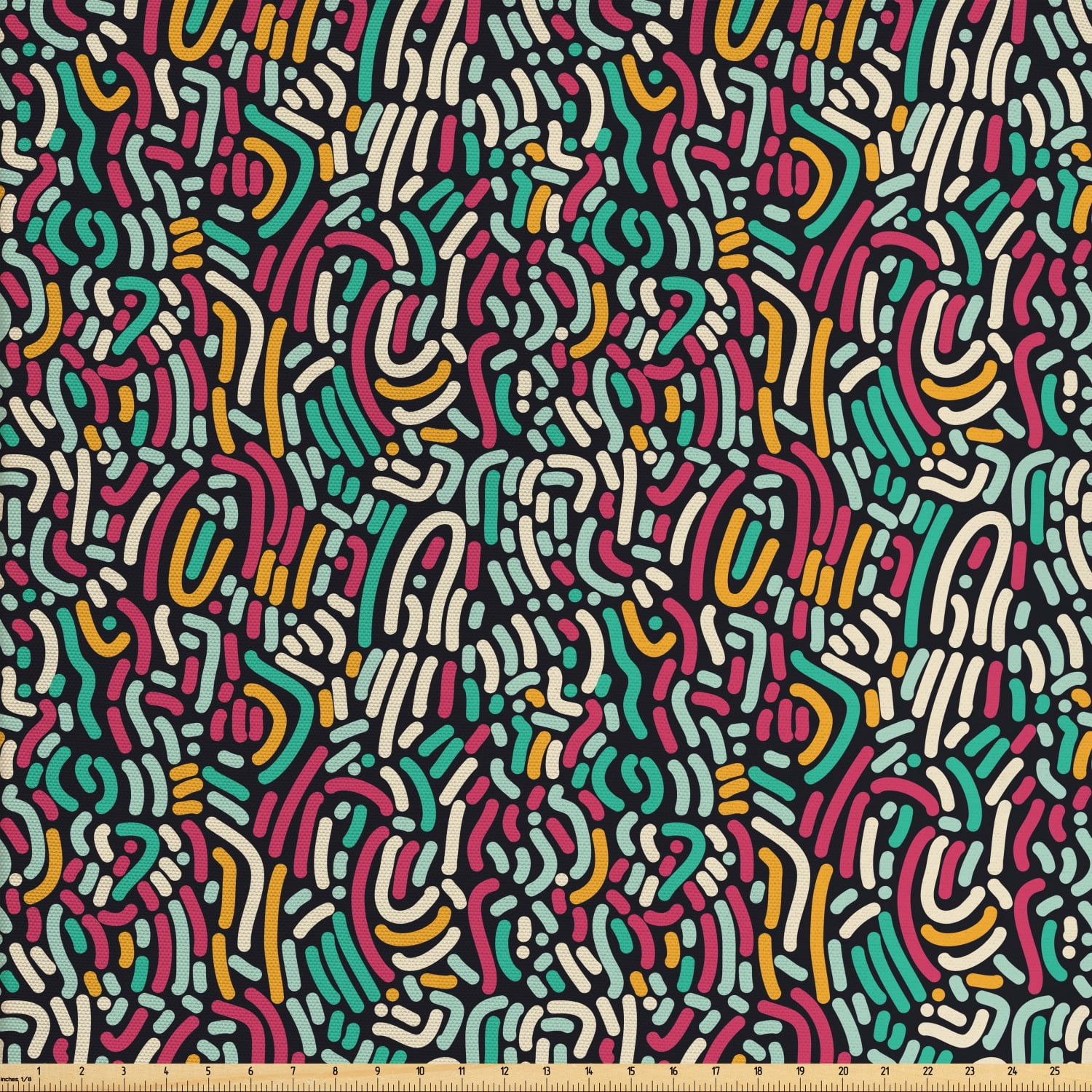 Ambesonne Abstract Fabric by the Yard Upholstery, Assorted Curvy Thick ...