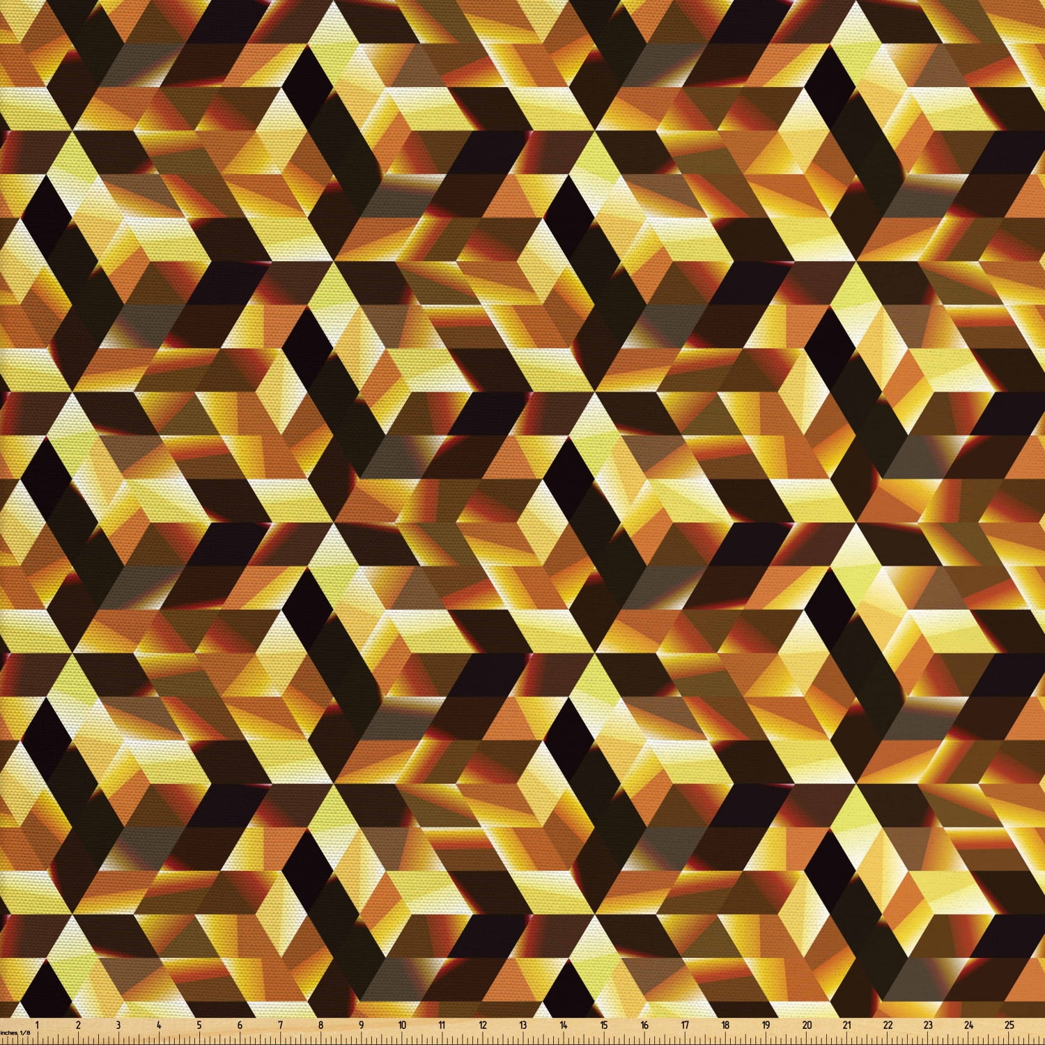 Ambesonne Abstract Fabric by the Yard Upholstery, Graphic Cubes Blocks ...