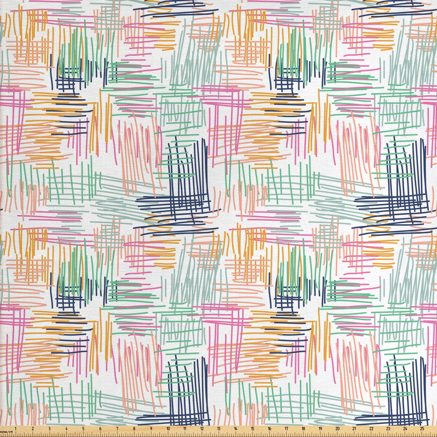 Ambesonne Abstract Fabric by the Yard Upholstery, Random Scribbles ...