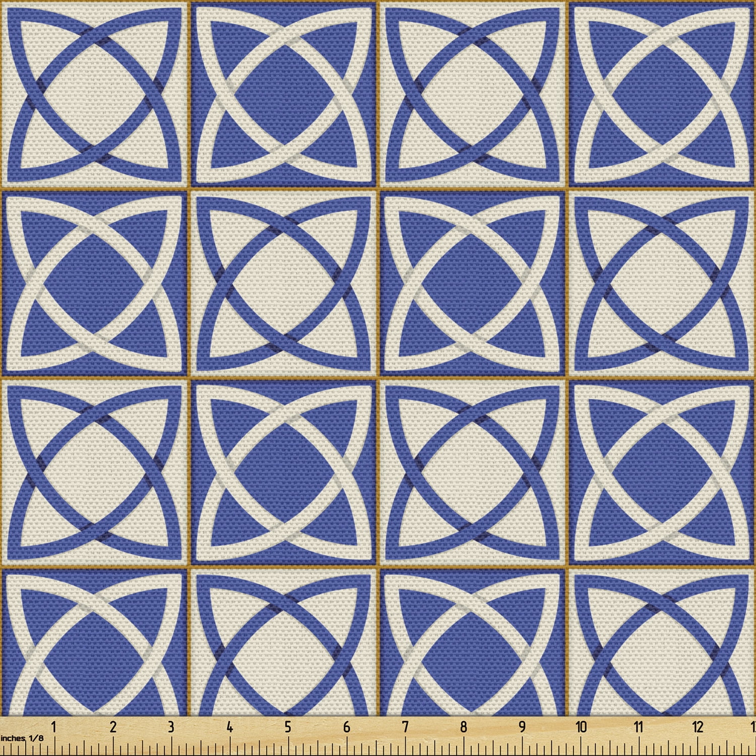 Abstract Fabric by the Yard Upholstery, Rhythmic Azulejo Inspired ...