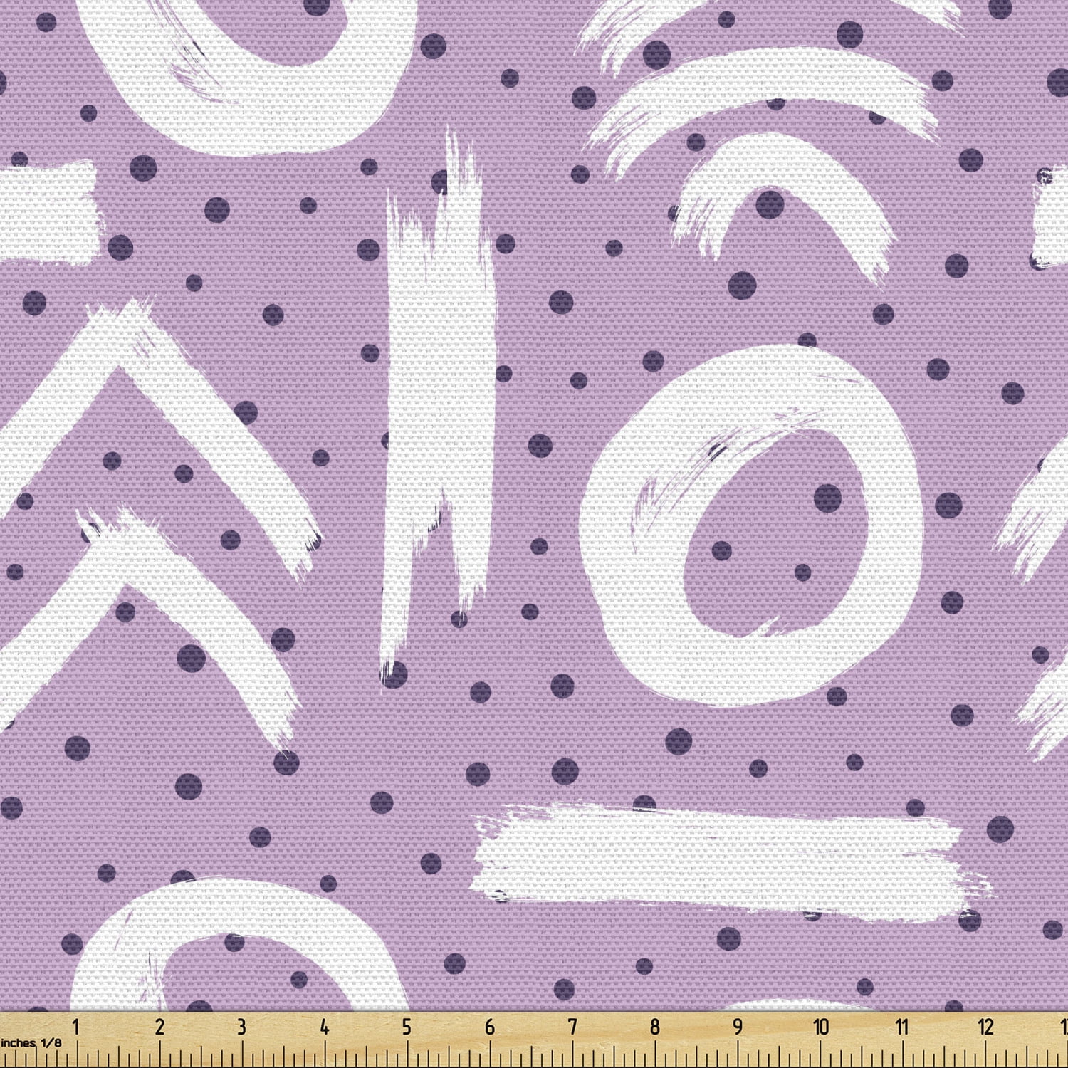 Abstract Fabric by the Yard Upholstery, Scribble Motifs in Muted Purple Tones with Random Dots ...