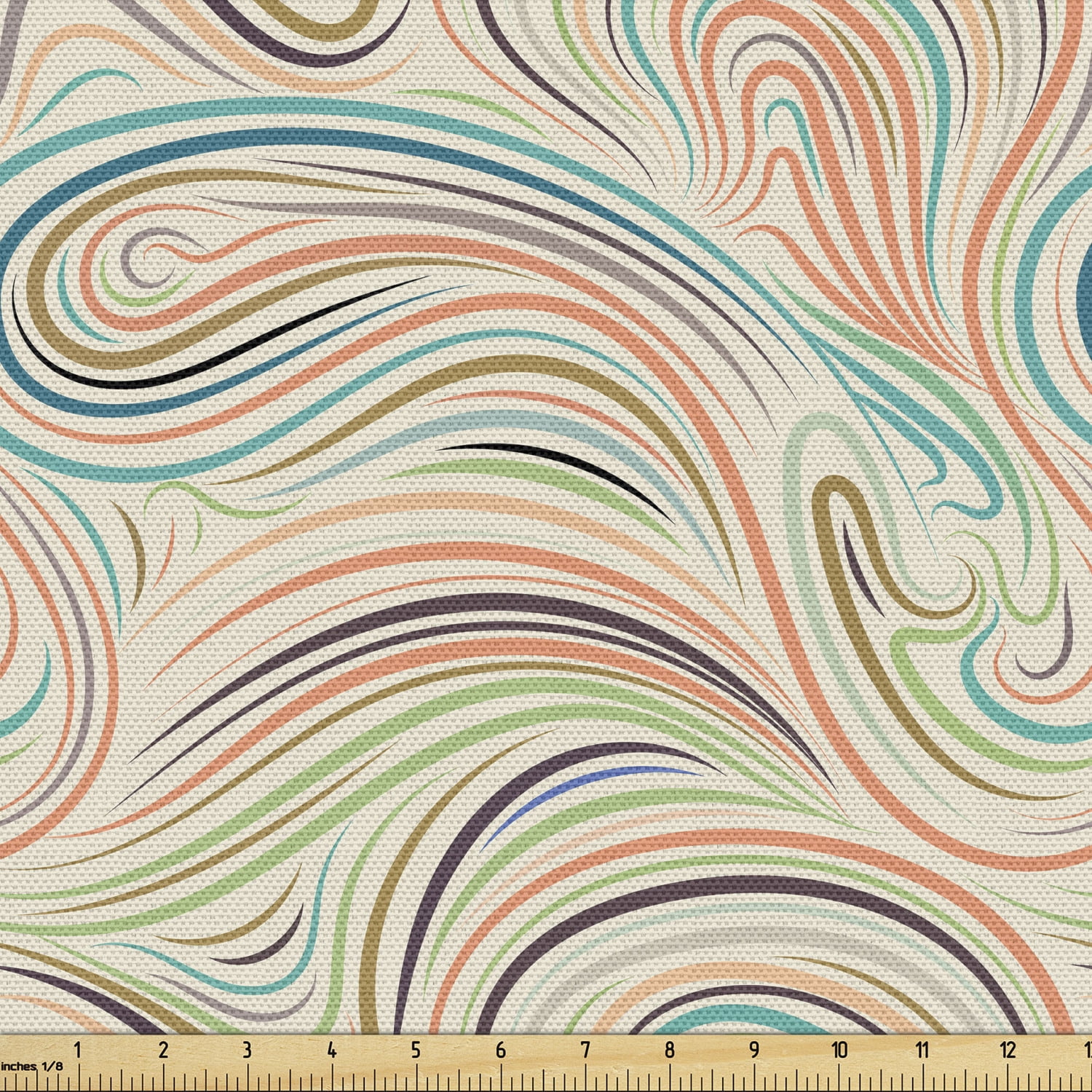Ambesonne Abstract Fabric by the Yard Upholstery, Groovy Wave Inspired ...
