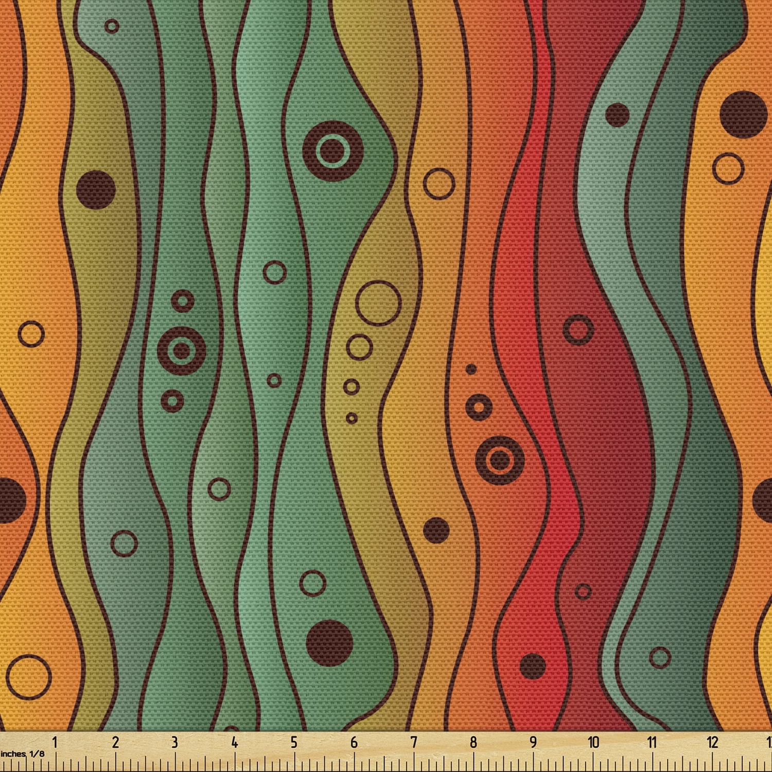 Abstract Fabric by the Yard, Wavy Vertical Stripes Pattern Repeating ...