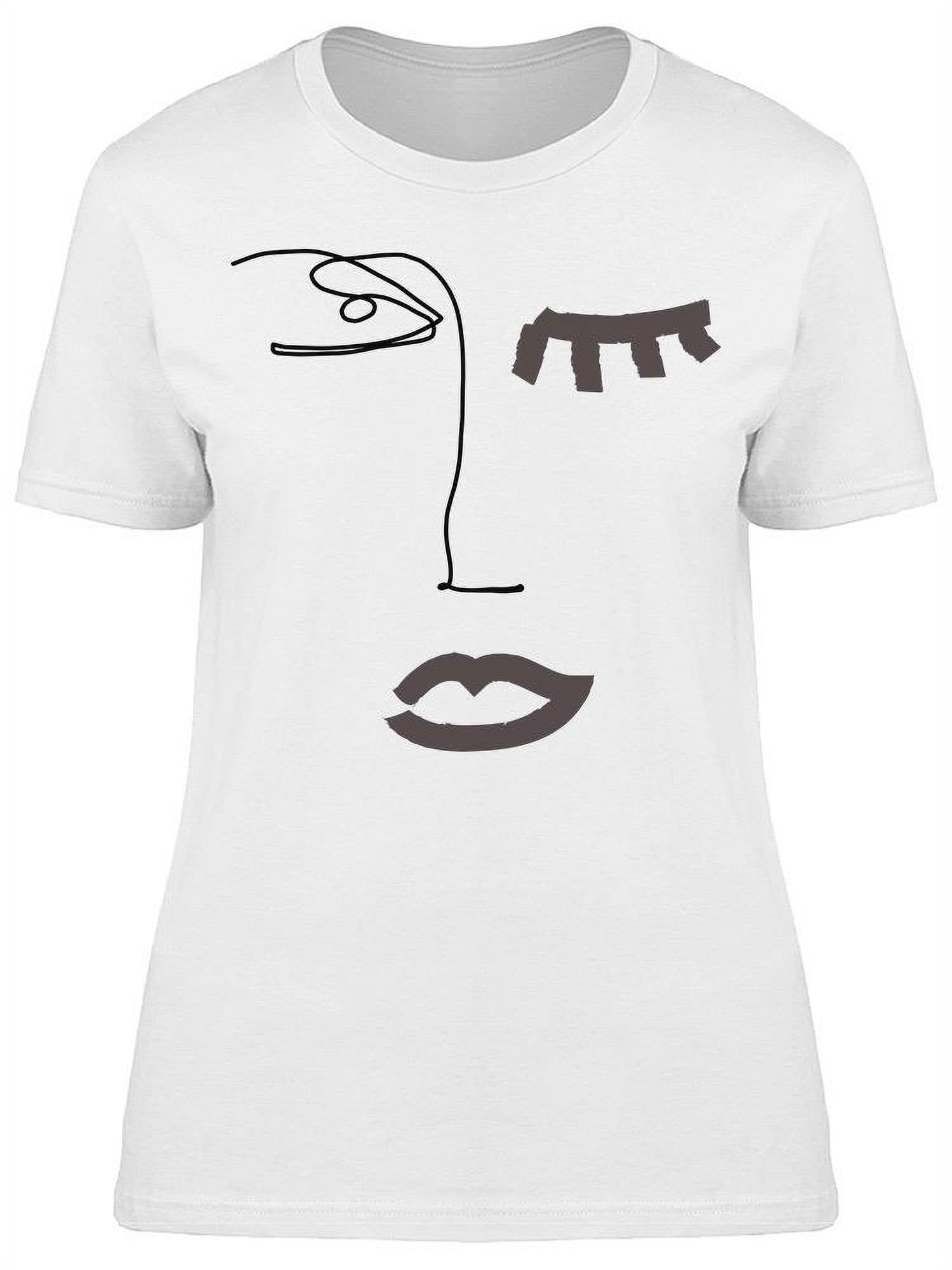 Abstract Face Art One Line T-Shirt Women -Image by Shutterstock, Female ...