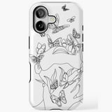 Abstract Face Butterfly Line Art Compatible Phone Case for iPhone 11-17 ...