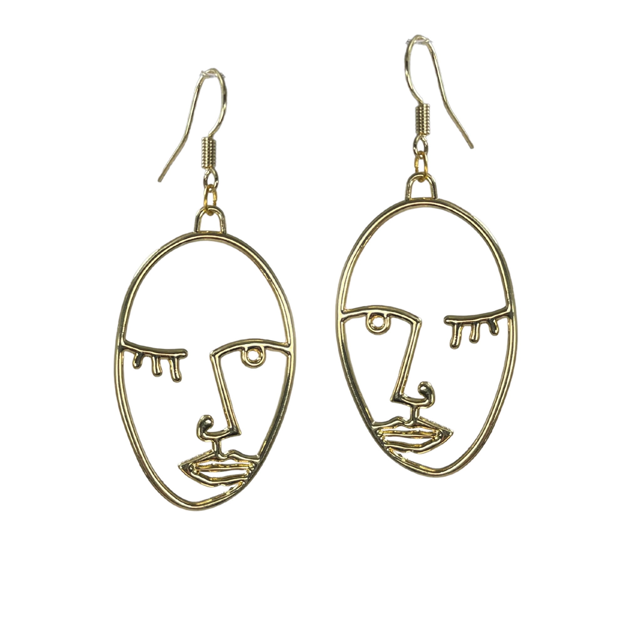 Abstract Face Earrings for Women, Wire Picasso Dangle Earrings, Hollow ...