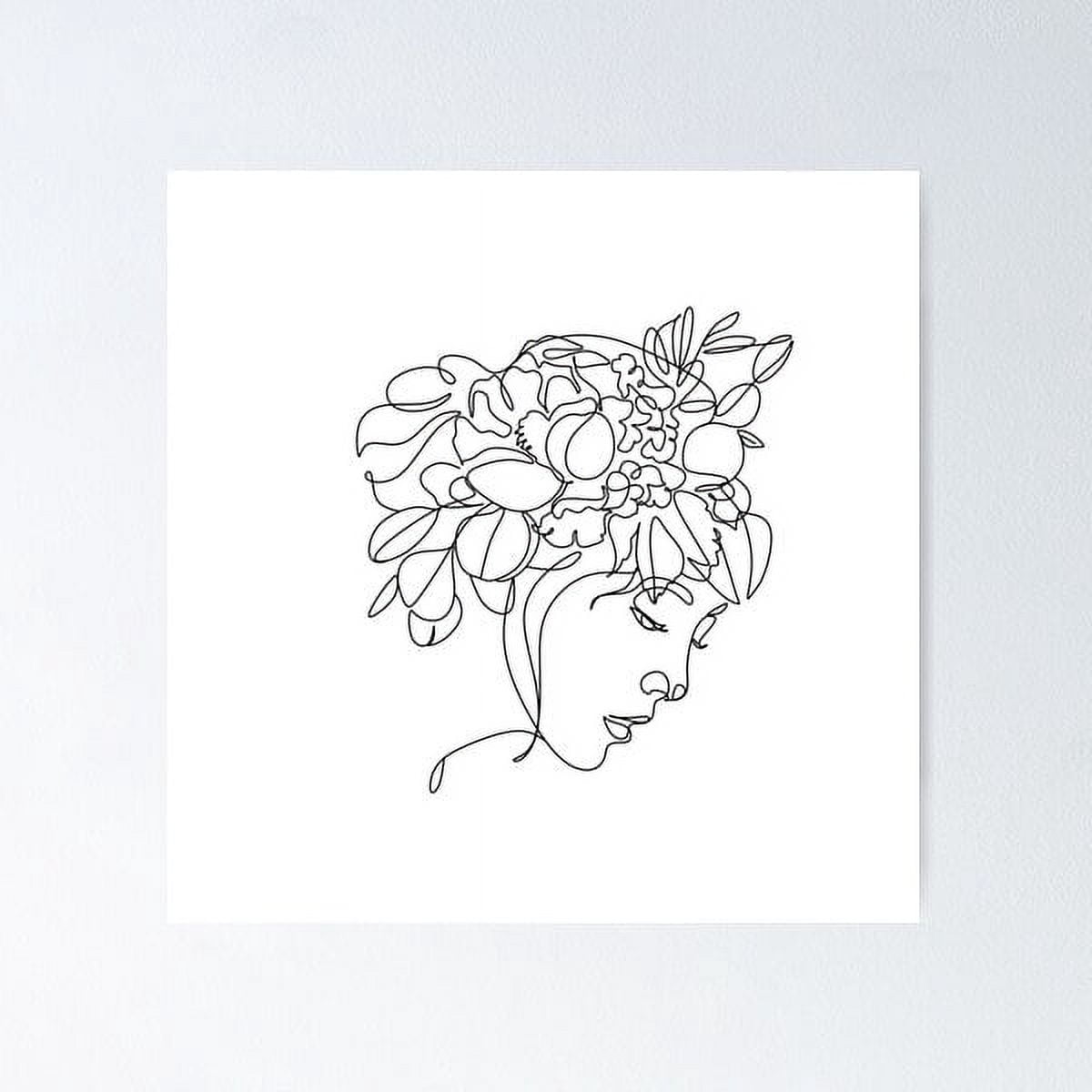 Abstract Face With Flowers And Butterfly By One Line Drawing. Modern ...