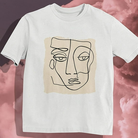 Abstract Face Line Art T-S1Hirt - Minimalist Modern Design - Single ...