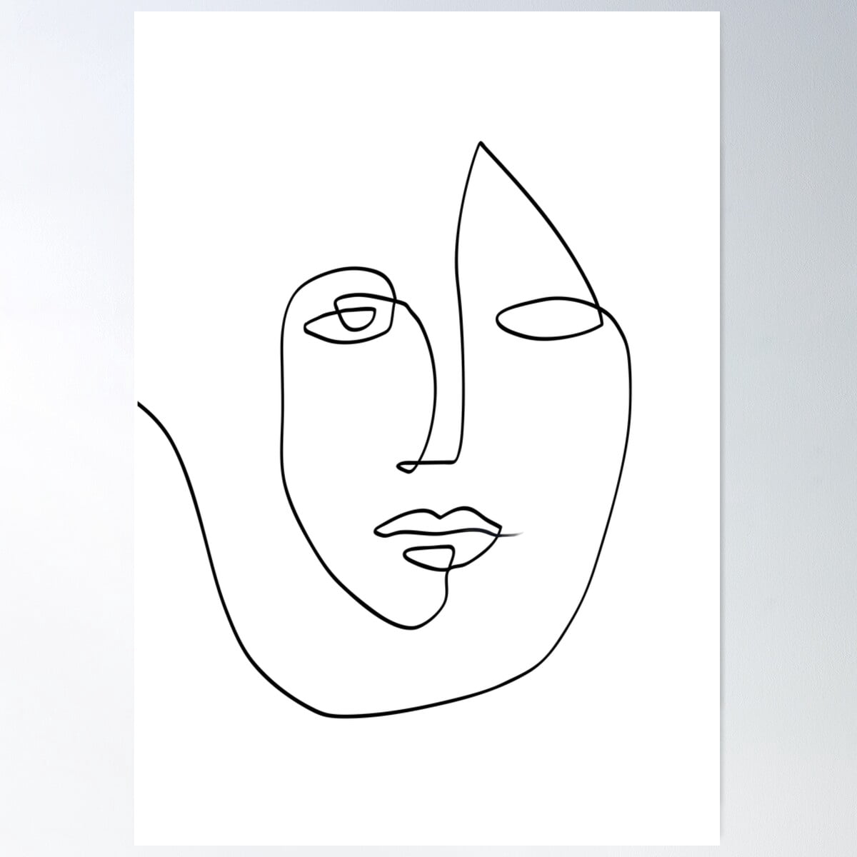 Abstract Face - One Line Art Poster Wall Art, Modern Wall Decor For ...