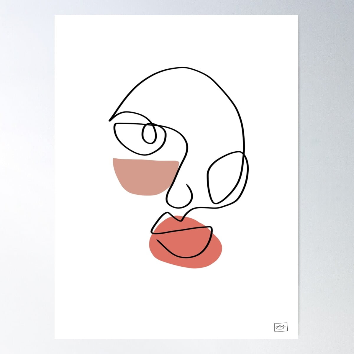 Abstract Face Outline Poster Wall Art, Modern Wall Decor For Living ...