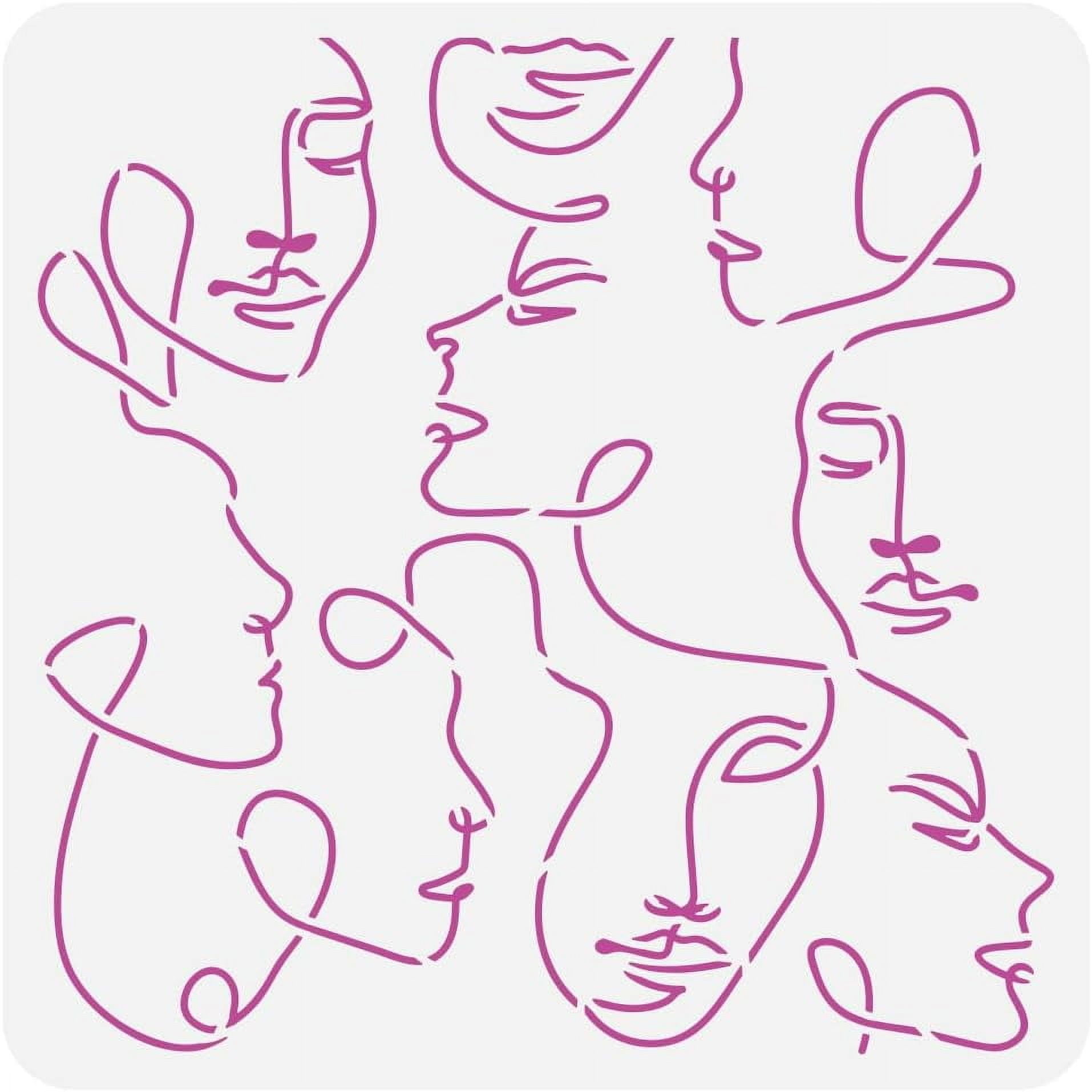 Abstract Face Painting Stencil 11.8x11.8 inch Large Human Face Drawing ...