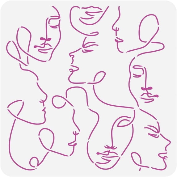 Abstract Face Painting Stencil 11.8x11.8 inch Large Human Face Drawing ...