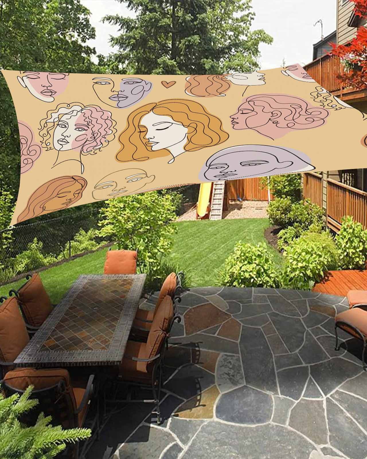 Abstract Face Painting Sun Shade Sail 12'X16' Boho Yellow Portraits ...